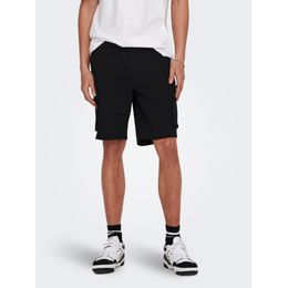Only & Sons Cargoshorts ONLY & SONS "ONSCAM STAGE CARGO SHORTS 6689 LIFE NOOS", Herren, Gr. XS, N-Gr, schwarz, Web, Obermaterial: 98% Baumwolle, 2% Elasthan, unifarben, normal, Hosen