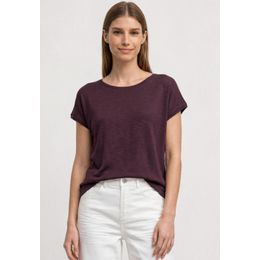 T-Shirt Street One, Damen, Gr. 34, rustic rouge, Stoff, 95% Viskose, 5% Elasthan, unifarben, comfort fit normal, Rundhals, abgesteppt, Shirts T-Shirt, in Unifarbe