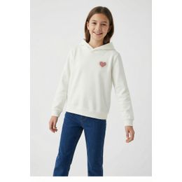 Kapuzensweatshirt name it "NKFBIANA LS SWE WH BRU BOX PS", M&auml;dchen, Gr. 146/152, cloud dancer, angeraute Sweatware, Obermaterial: 60% Baumwolle, 40% Polyester, unifarben, normal normal, Rundhals, Rippb&uuml;ndchen, Sweatshirts