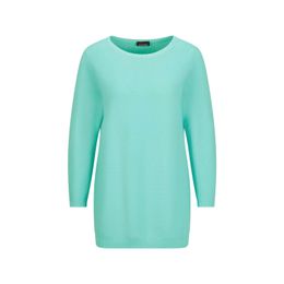 Rundhalspullover GOLDNER "Kurzgr&ouml;&szlig;e Eleganter Baumwollpullover, Halbarm", Damen, Gr. 20, gr&uuml;n (mint), Obermaterial: 100% Baumwolle CO., Modisch, U-Boot-Ausschnitt, Pullover Rundhalspullover, U-Boot-Ausschnitt