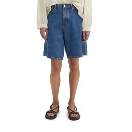 Marc O'Polo Shorts MARC O'POLO "aus Organic Cotton-Lyocell-Mix", Damen, Gr. 26, Normalgr&ouml;&szlig;en, medium blau, Denim/Jeans, Obermaterial: 76% Lyocell, 24% Baumwolle, unifarben, weit kurz, Hosen Shorts