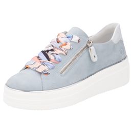 Plateausneaker Remonte, Damen, Gr. 40, wei&szlig; (hellblau, wei&szlig;), Veloursleder, kontrastfarbene Details, Schuhe Plateausneaker, Freizeitschuh, Halbschuh, Schn&uuml;rschuh mit seitlichem Rei&szlig;verschluss