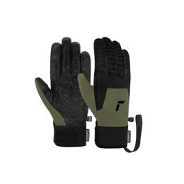 Skihandschuhe Reusch "Raptor R-TEX XT TOUCH-TEC", Damen, Gr. 7, schwarz (olivgr&uuml;n, schwarz), 92% Polyester, 3% Polyamid, 3% Lederimitat, 2% Elasthan, mehrfarbig, Handschuhe, warm, wasserdicht und atmungsaktiv
