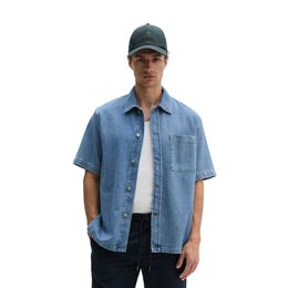 Marc O'Polo Kurzarmhemd MARC O'POLO "aus leichtem Bio-Baumwoll-Denim", Herren, Gr. L, Normalgr&ouml;&szlig;en, medium blau, Obermaterial: 95% Baumwolle, 4% Elastomultiester, 1% Elasthan, unifarben, regular fit normal, normaler Saum, Hemden