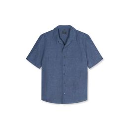Kurzarmhemd OLYMP "OLYMP Casual, regular fit, Reverskragen", Herren, Gr. L, Normaler Arm, royal, 100% Leinen, Hemden