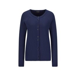 Strickjacke GOLDNER "Kurzgr&ouml;&szlig;e Cardigan aus Baumwolle, Rundhals", Damen, Gr. 19, blau (marine), Obermaterial: 100% Baumwolle CO., Modisch, Strickjacken Strickjacke, Piqu&eacute;-Optik
