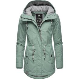 Winterjacke Ragwear "Monadis Black Label", Damen, Gr. M (38), grau (graugr&uuml;n), Au&szlig;enmaterial: 65% Polyester, 35% Baumwolle. Innenfutter: 100% Polyester. Wattierung: 100% Polyester, figurbetont Po-bedeckend, hoch geschlossener Ausschnitt, &Auml;rmel ohne &Auml;rmelschlitz Rippstrickb&uuml;ndchen, Jacken Winterjacke, stylischer Winterparka f&uuml;r die kalte Jahreszeit