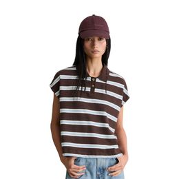 Marc O'Polo Poloshirt MARC O'POLO DENIM "aus schwerem Single Jersey", Damen, Gr. L, schwarz braun, Obermaterial: 100% Baumwolle, gestreift, normaler Saum, Shirts