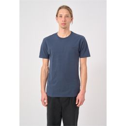 T-Shirt Cleptomanicx "Ligull Regular", Herren, Gr. L, blau (dunkelblau), 100% Baumwolle, bestickt, Rundhals, Shirts T-Shirt, mit kleiner Logo-Stickerei