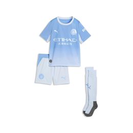 Trainingsanzug Puma "Manchester City 26/27 Heimtrikot Mini-Kit Kinder", Jungen, Gr. 104, team light blau icy, Obermaterial: 100% Polyester. Kragen: 100% Polyester. Einsatz: 100% Polyester, Sportanz&uuml;ge Trainingsanzug