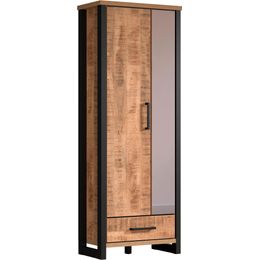Garderobenschrank Home Affaire "Elda", mango, schwarz, B:73cm H:195cm T:39cm, FSC-zertifizierter Holzwerkstoff, MDF, Metall, Schr&auml;nke, Garderobenschrank, Schrank mit ausziehbarer Kleiderstange, 2 T&uuml;ren &ndash; (B/T/H) 73/39/195 cm