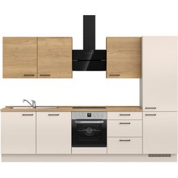 K&uuml;chenzeile Nobilia "MIAMI", Ausrichtung w&auml;hlbar, Breite 300 cm", k&uuml;che: natur, korpus: sand, eiche sierra nachbildung, arbeitsplatte: eiche sierra nachbildung, B:300,3cm H:216,6cm T:60cm, Komplettk&uuml;chen-Sets, K&uuml;chenzeile, vormontiert, wahlw. mit unterschiedlichen E-Ger&auml;ten-Sets