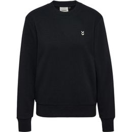 Sweatshirt Hummel "HMLPULSE W SWEAT CREWNECK", Damen, Gr. XS, schwarz, Obermaterial: 60% Baumwolle, 40% Polyester, normal normal, Rundhals, Sweatshirts Sweatshirt, normale Passform, mit Stickerei Chevron-Logo, ohne Verschluss