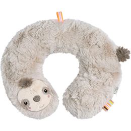 babyFEHN Nackenkissen FEHN "Lazy, Crazy & Pink, Faultier", Baby, Gr. B/H/L: 23,5cm x 4cm x 21cm, grau (grau, beige), Polyester, Funktionskissen