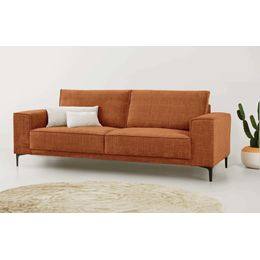 3-Sitzer OTTO HOME "OLAND, B: 224 cm - Skandi-Design", brick, B:224cm H:85cm T:83cm, 100% Polyester, Sofas, Struktur, Flachgewebe, Luxus-Microfaser, Boucle
