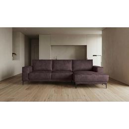 Ecksofa OTTO HOME "Polsterecke Oland, Struktur, Flachgewebe, Luxus-Microfaser, Boucle", braun (dunkelbraun), B:280cm H:85cm T:152cm, Struktur weich (100% Polyester);Luxus-Microfaser (100% Polyester);Webstoff (100% Polyester), Sofas, Ecksofa, L-Form, 280 cm, Wellenunterfederung, Skandi-Design, Metallf&uuml;&szlig;e
