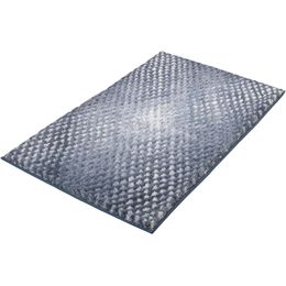 Badematte Kleine Wolke "Cory, Badvorleger, Badezimmer Teppich", blau (navy), H:24mm, Polyester, Badematten, Badematte, Badteppich, modischer Farbverlauf, Hoch-Tief Effekt, waschbar