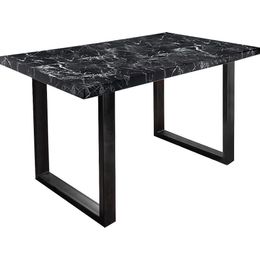 Esstisch PAROLI "Manger", schwarz (marmor schwarz, schwarz, marmor schwarz), H:75cm, Tische, Esstisch, in 3 Breiten und 2 Farbausf&uuml;hrungen