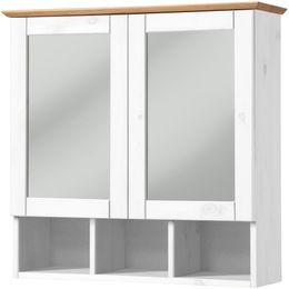 Spiegelschrank Welltime "Landhaus Sylt Badschrank, Badm&ouml;bel, FSC-zertifiziert", wei&szlig;, honig, B:62,5cm H:62cm T:22cm, Massivholz, Schr&auml;nke, Spiegelschrank, Breite 62,5 cm, aus Massivholz