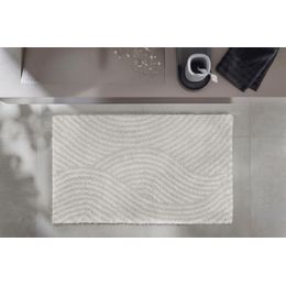 Badematte Kleine Wolke "Calma, Badvorleger, Badezimmer Teppich", grau (nebel), H:30mm, Polyacryl, Badematten, Badematte, Badteppich, Wellen Design