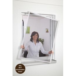 Insektenschutz-Fensterrahmen Hecht INTERNATIONAL "Basic", braun (rahmen: braun gewebe: anthrazit), B:120cm H:140cm, Insektenschutzgitter