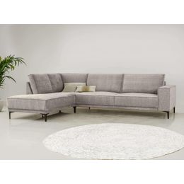 Ecksofa OTTO HOME "OLAND L-Form, B: 289 cm, Skandi-Design", grau (light grau), B:289cm H:85cm T:210cm, 100% Polyester, Sofas, Ecksofa, Struktur, Flachgewebe, Luxus-Microfaser, Boucle