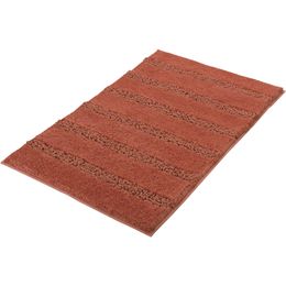 Badematte Kleine Wolke "Monrovia, Badvorleger, Badezimmer Teppich", orange (terrakotta), H:23mm, Kunstfaser, Badematten, Badematte, Badteppich, Uni Farben, gestreift, aus Mikrofaser, waschbar