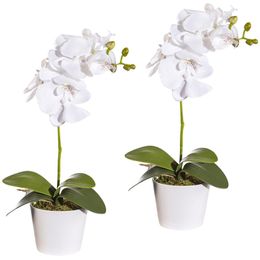 Kunstpflanze Creativ green "Orchidee Phalaenopsis", wei&szlig;, H:40cm, Kunststoff, Polyester, Kunstpflanzen, Kunstpflanze, im Keramiktopf
