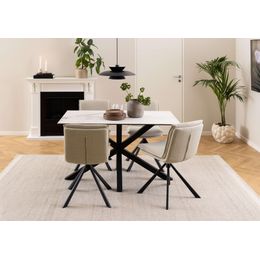 Esstisch ACTONA GROUP "Heaven mit Keramikplatte & stabilem Stahlgestell, mehrere Varianten", schwarz (schwarz, wei&szlig;), B:135cm H:75,5cm T:80cm, Tische, Esstisch