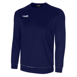 Langarmshirt CAPELLI SPORT, Herren, Gr. M, blau (navy, wei&szlig;), Obermaterial: 95% Polyester, 5% Elasthan, unifarben, bequem h&uuml;ftbedeckend, Rundhals, angesetztes B&uuml;ndchen, Shirts Langarmshirt, mit rundem Halsausschnitt