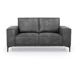 2-Sitzer OTTO HOME "Kompaktsofa Oland, Struktur, Flachgewebe, Luxus-Microfaser, Boucle", grau (anthrazit), B:164cm H:85cm T:83cm, 100% Polyester, Sofas, 164 cm, Wellenunterfederung, Skandi-Design, Metallf&uuml;&szlig;e