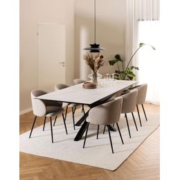 Esstisch ACTONA GROUP "Heaven,Tischplatte aus Keramik, ausziehbar - robust & pflegeleicht", schwarz (schwarz, wei&szlig;), B:240cm H:76cm T:100cm, Tische, Esstisch, Kratzfest, wasserabweisend, Sitzplatz f&uuml;r 4-8 Personen, B: 168/210 cm