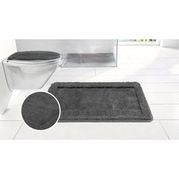 Badematte OTTO HOME "Sanremo mit Rahmen, Badvorleger, Badezimmer Teppich, sehr weich", grau (anthrazit), H:25mm, Polyester, Badematten, Badematte, Badteppich, unifarben, rechteckig und als 3-tlg. Set erh&auml;ltlich