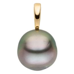 Perlenanh&auml;nger Firetti "Schmuck Geschenk Gold 375 Halsschmuck Anh&auml;nger Halskette Perle", schwarz (gelbgoldfarben, schwarz), Schmuckanh&auml;nger, Damen, Gelbgold 375 Perlen, 1,5 g, Gelbgold 375, Perlen, Made in Germany - mit Tahitizuchtperle