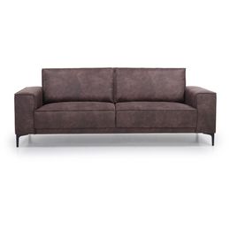 3-Sitzer OTTO HOME "OLAND, B: 224 cm - Skandi-Design", braun (dunkelbraun), B:224cm H:85cm T:83cm, 100% Polyester, Sofas, Struktur, Flachgewebe, Luxus-Microfaser, Boucle