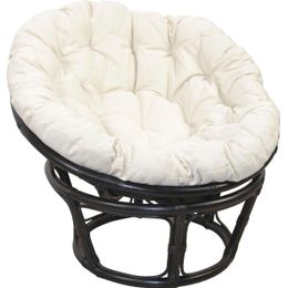 Relaxsessel Home Affaire, schwarz-wei&szlig; (schwarz, kissen creme), B:100cm H:60cm T:100cm, Sessel, Relaxsessel, Handgeflochten