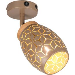 REALITY LEUCHTEN Wandstrahler "BIDAR, Wandlampe mit verstellbarem Spot, exkl 1x E14 max 10W", braun, 1, &Oslash; 12cm, 1 Stk., Leuchten, Kippschalter ON/OFF, Metall-Lampenschirm Lasercut Optik &Oslash; 12cm, Wandstrahler