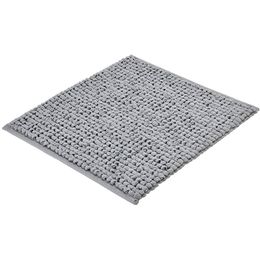 Badematte Kleine Wolke "Brava, Badvorleger, Badezimmer Teppich", grau (silbergrau), H:15mm, Baumwolle, Badematten, Badematte, Badteppich, Uni Farben, dicke Schlaufen, handgewebt