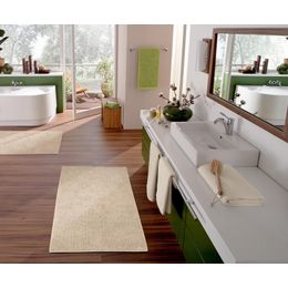Badematte Kleine Wolke "Chrissy, Badvorleger, Badezimmer Teppich", beige (natur), H:10mm, Baumwolle, Badematten, Badematte, Badteppich, Uni Farben