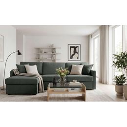 Schlafsofa Home Affaire "GOLDPOINT Ecksofa 264 cm, Liegefl&auml;che (140/200cm), L-Form", grau, B:264cm H:85cm T:157cm, Bezug: 100% Polyester, Sofas, Schlafsofa, Bettfunktion, Bonell-Federkernmatratze und Dauerschl&auml;fer-Funktion