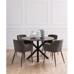 Esstisch ACTONA GROUP "Heaven, runde Tischplatte aus foliertem Emperador-Marmor, &Oslash; 120", braun (braun marmor), B:120cm H:75,5cm T:120cm, Tische, Esstisch, Robust & pflegeleicht, Stahl Kreuzfu&szlig;, Platz f&uuml;r 4 Personen