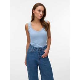 V&eacute;ro Moda Spitzentop VERO MODA "VMROSA SL TOP JRS NOOS", Damen, Gr. L, cashmere blau, Jersey, Obermaterial: 95% Viskose, 5% Elasthan, unifarben, figurbetont normal, V-Ausschnitt, Tops Spitzentop, Viskosemischung