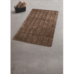 Badematte Kleine Wolke "Tiles, Badvorleger, Badezimmer Teppich", orange (brasil), H:13mm, Baumwolle, Badematten, Badematte, Badteppich, Uni Farben, Hoch-Tief Effekt
