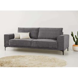 3-Sitzer OTTO HOME "OLAND, B: 224 cm - Skandi-Design", grau (dunkelgrau), B:224cm H:85cm T:83cm, 100% Polyester, Sofas, Struktur, Flachgewebe, Luxus-Microfaser, Boucle
