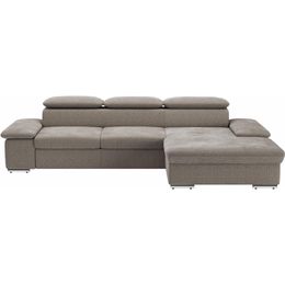 Sit & More Ecksofa SIT & MORE "Valantine L-Form, B: 286 cm", grau (stone), B:286cm H:73cm T:174cm, 100% Polyester, Sofas, Ecksofa, mit Arm- & Kopfteilverstellung, optional mit Bettfunktion
