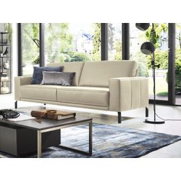 2,5-Sitzer Home Affaire "Apiro bequem, eleganter Metallfu&szlig;, Komfortsitzh&ouml;he", beige (natur), B:198cm H:87cm T:88cm, Sofas, auch mit motorischem Sitzvorzug, Breite 198cm, Dickleder, Federkern