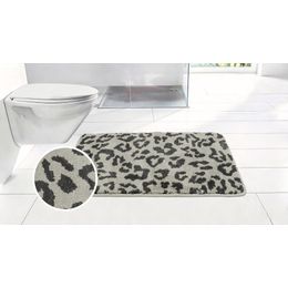 Badematte OTTO HOME "Anna Leo, Badvorleger, Badezimmer Teppich, Duschvorleger", anthrazit, grrau, H:15mm, Polyester, Badematten, Badematte, mit Animal Print, modernes Muster, Leo, weich