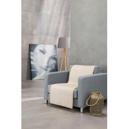 Sesselschoner Ibena "Fano", beige (creme, wollwei&szlig;), B:50cm L:200cm, Baumwolle, Kunstfaser, Sesselschoner, B x H: 50 x 200 cm, mit modernen Streifen