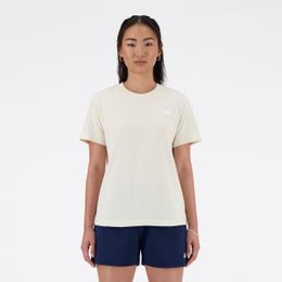 T-Shirt New Balance "SPORT ESSENTIALS JERSEY T-SHIRT", Damen, Gr. S, linen, Obermaterial: 100% Baumwolle, normal, Rundhals, Shirts T-Shirt, f&uuml;r Erwachsene, Kurzarm, f&uuml;r Alltag, aus Baumwolle