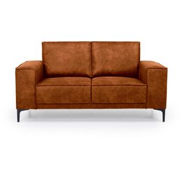 2-Sitzer OTTO HOME "Kompaktsofa Oland, Struktur, Flachgewebe, Luxus-Microfaser, Boucle", braun (cognac), B:164cm H:85cm T:83cm, 100% Polyester, Sofas, 164 cm, Wellenunterfederung, Skandi-Design, Metallf&uuml;&szlig;e